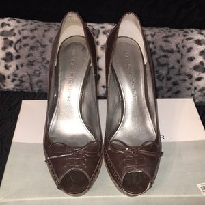 Marc Fisher | Shoes | Marc Fisher Peep Toe Brown Leather Spectator ...